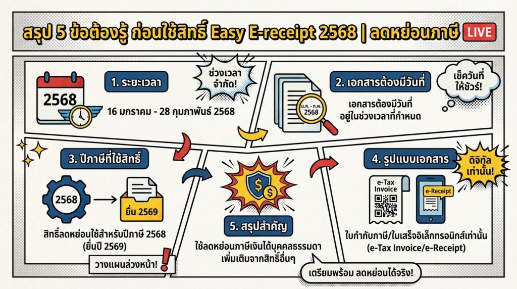 [Highlight] Easy E-receipt 2568: สรุป 5 ข้อควรรู้ ลดหย่อนภาษี - My Company